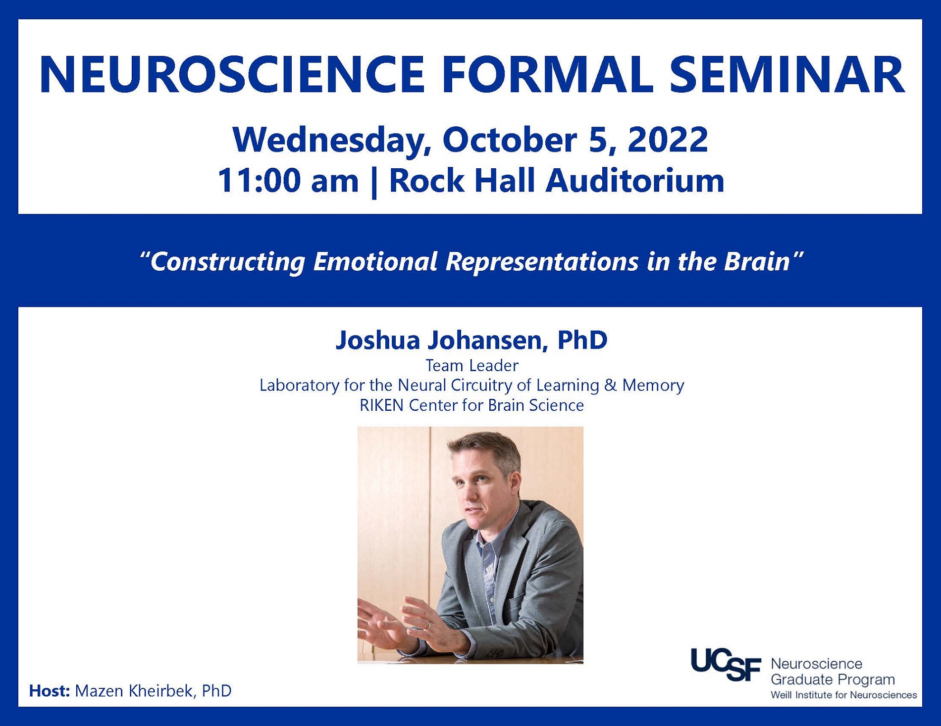Neuroscience Formal Seminar | Joshua Johansen, PhD | Neuroscience ... Neuroscience Formal Seminar | Joshua Johansen, PhD | Neuroscience ...